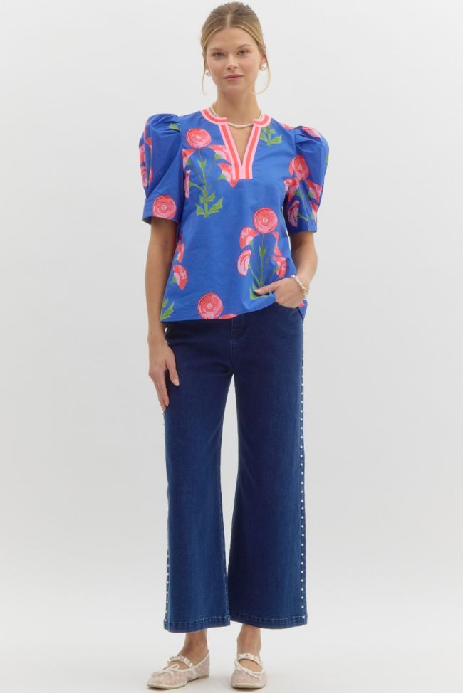 The Rose Top In Blue – Collections by Molly